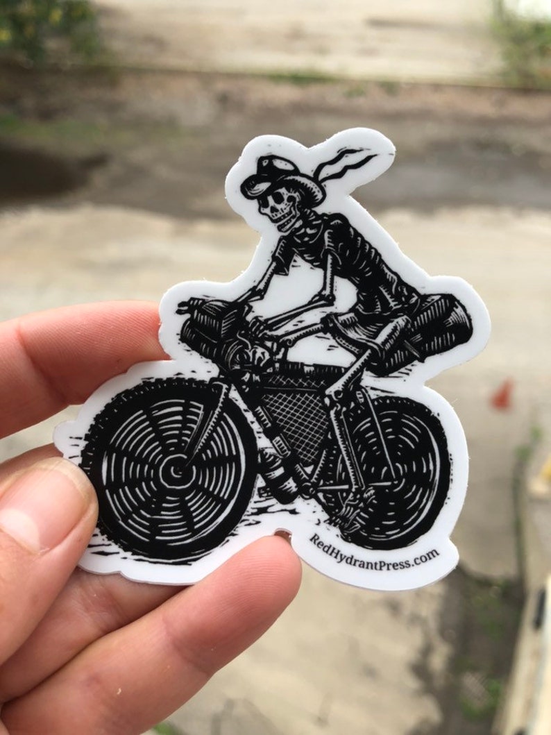 Skeleton Biker Sticker - Etsy
