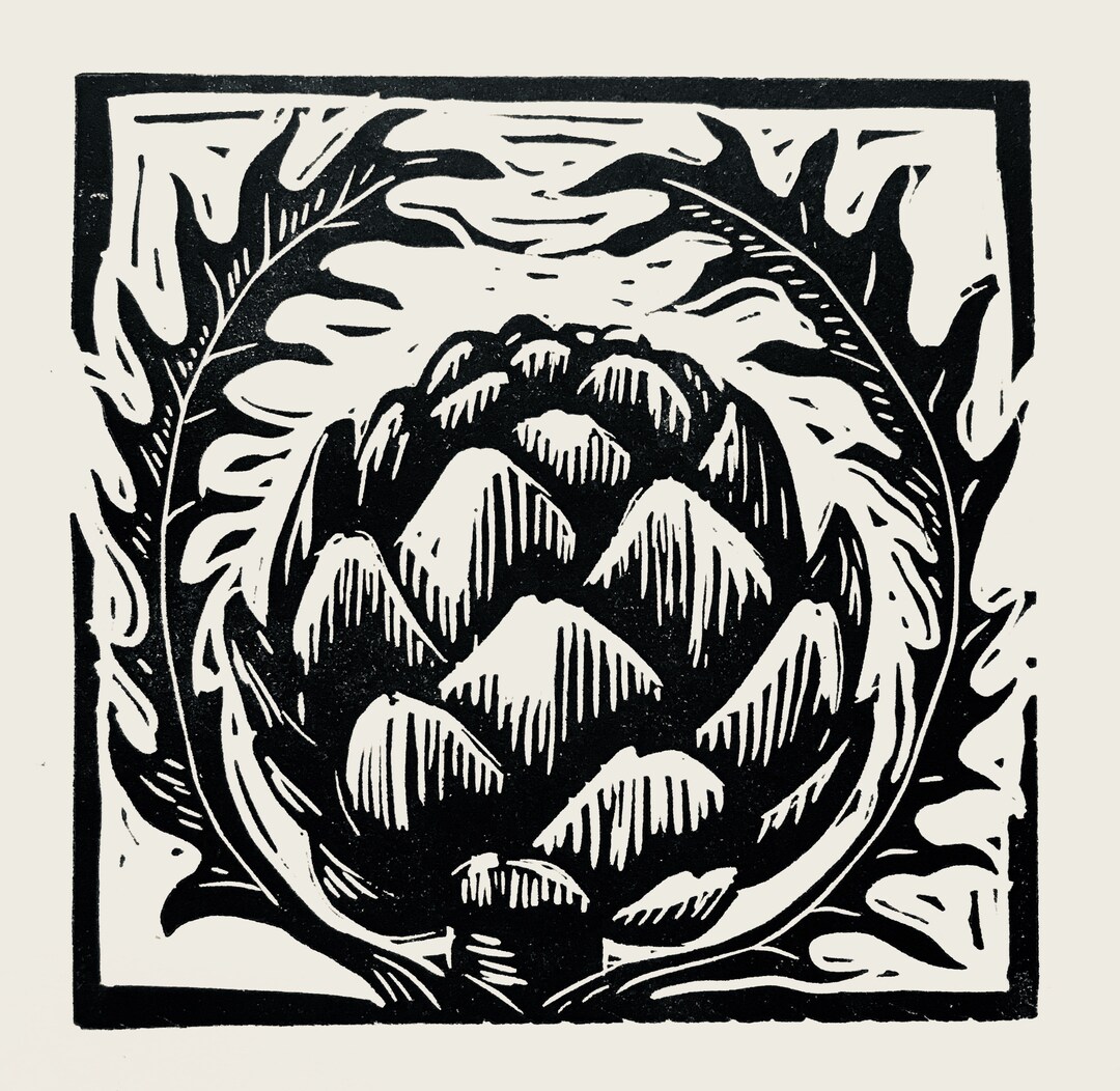 Artichoke Linocut Print - Etsy