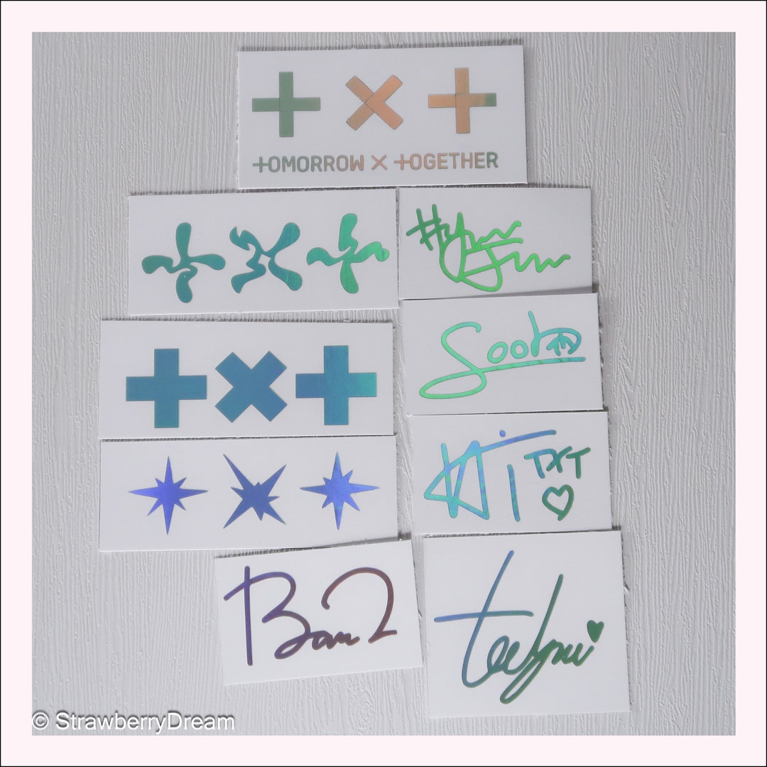 TXT Logo and Signature Decals Vinyl Stickers Yeonjun Beomgyu Taehyun ...