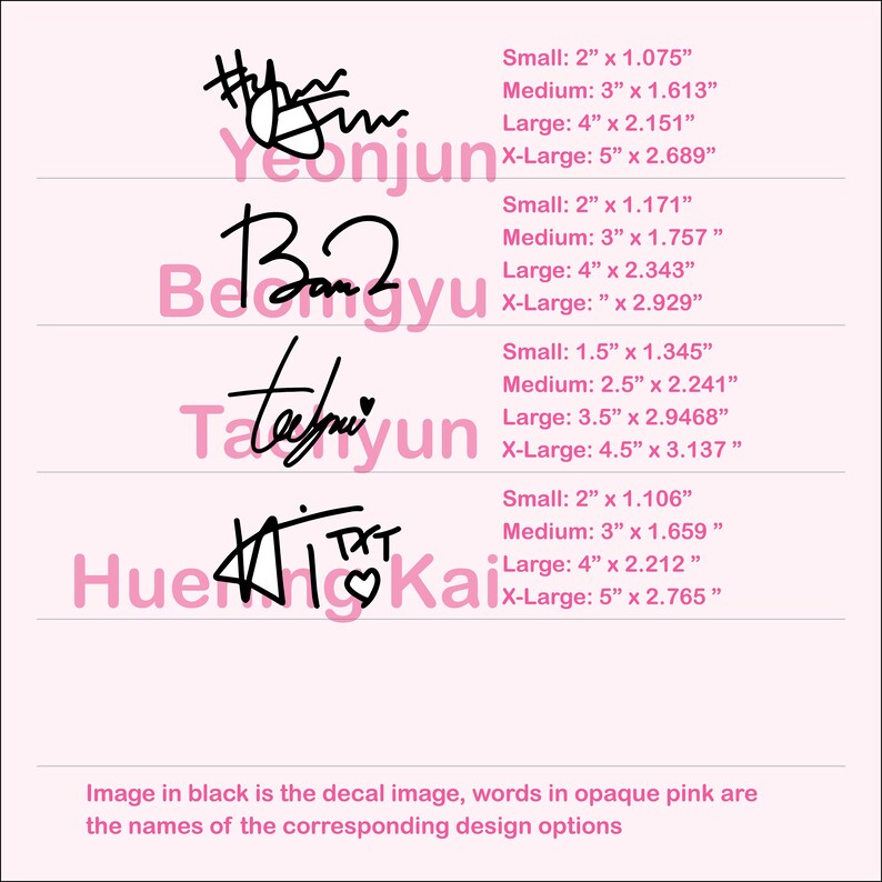 TXT Logo and Signature Decals Vinyl Stickers Yeonjun Beomgyu Taehyun ...