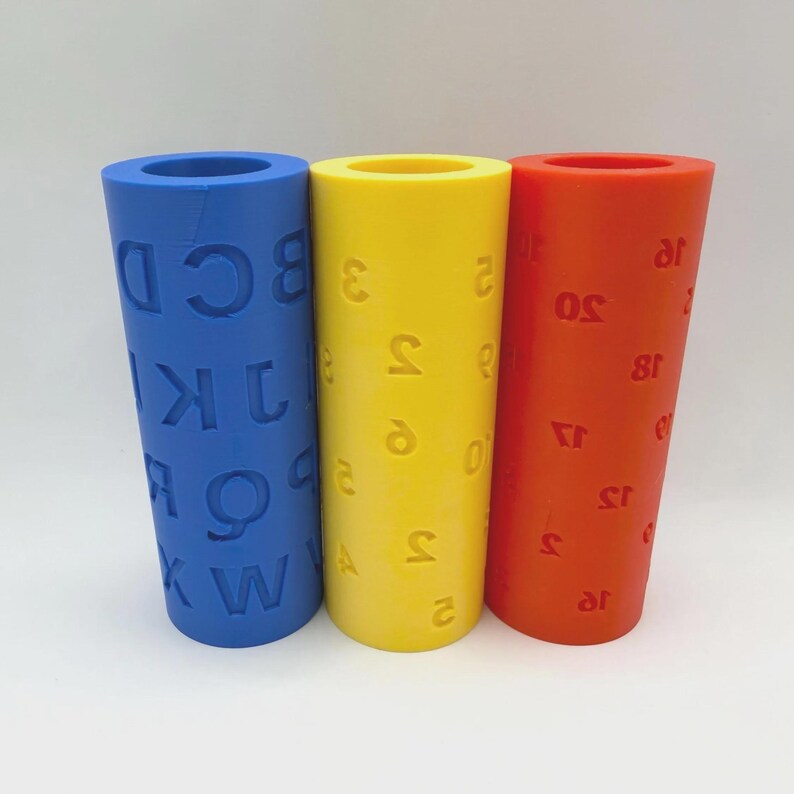 Alphabet and Numbers Playdough Texture Rollers 3D Printer File (DIGITAL ...