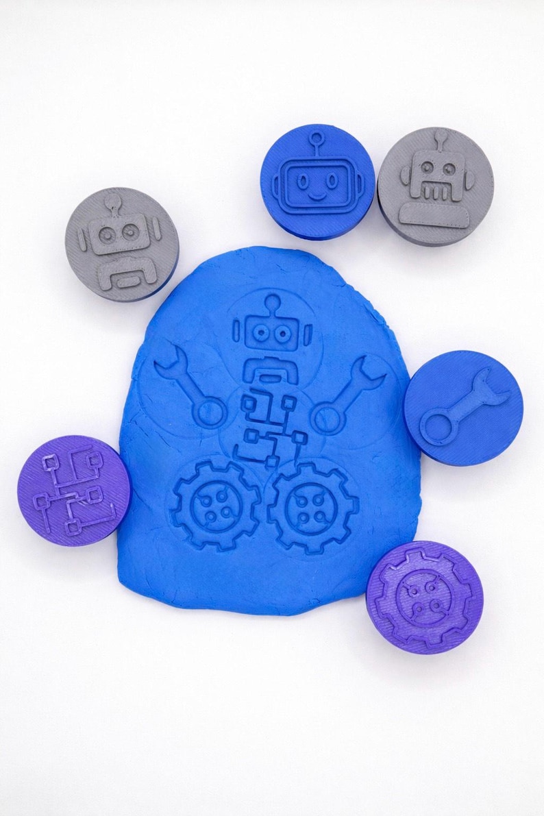 Robot Playdoh Stamp Gift Set for Kids - 3D Printed Robot Playdough ...