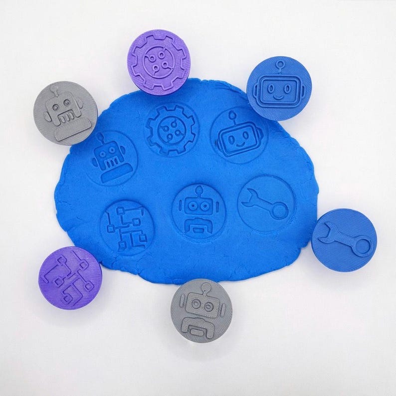 Robot Playdoh Stamp Gift Set for Kids - 3D Printed Robot Playdough ...