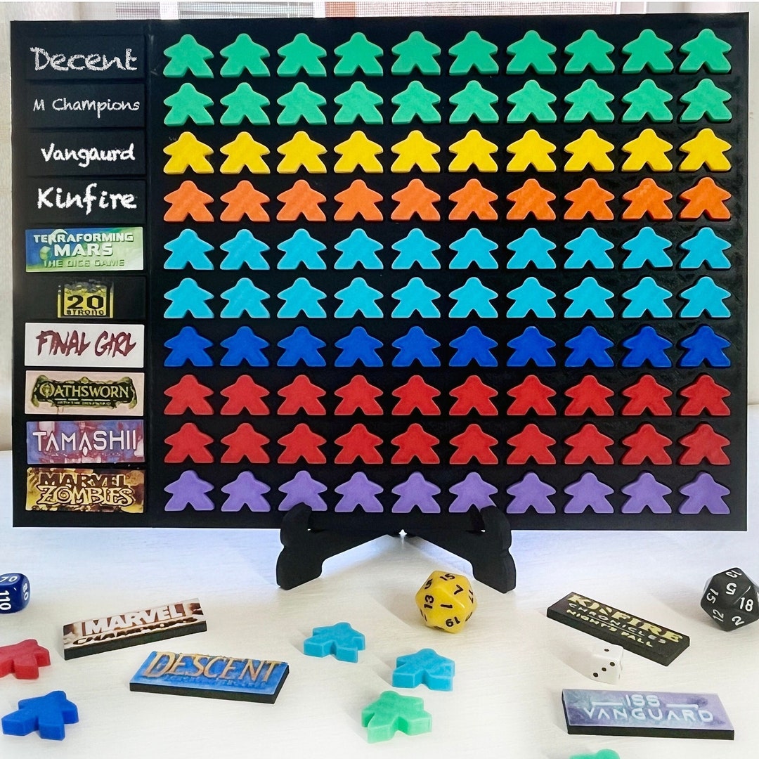 10x10 Challenge Board / Score Tracker / Magnetic Meeple Boardgame ...