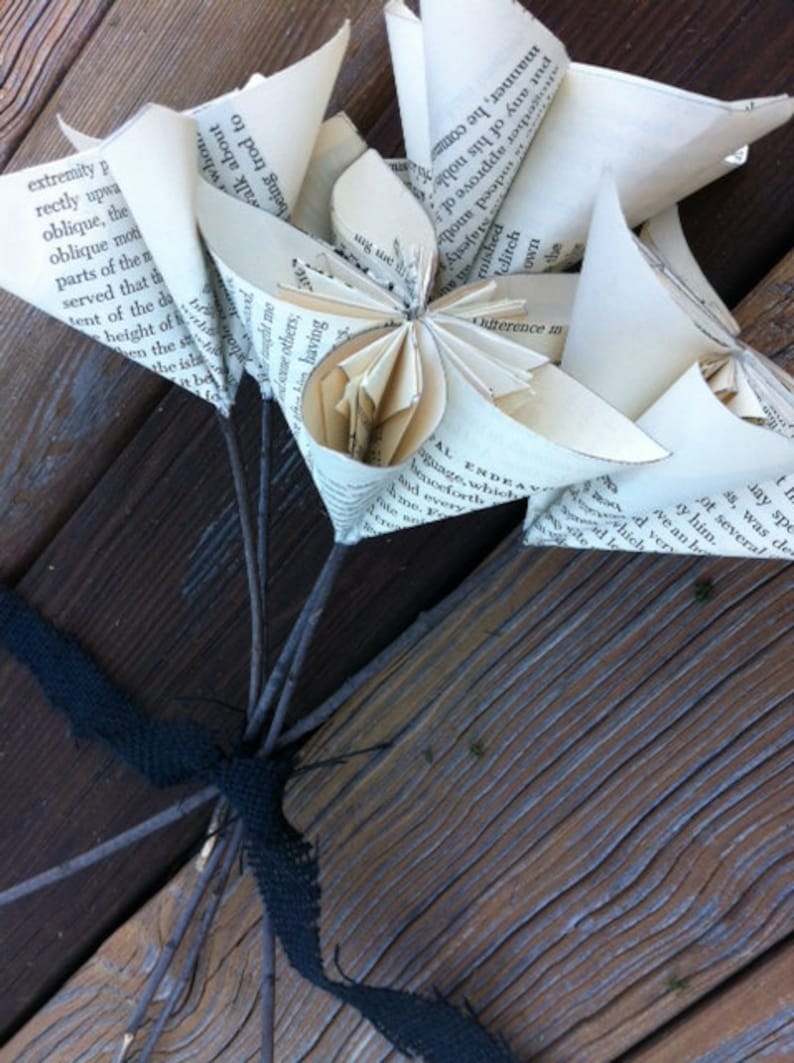 Flower Paper Origami Handmade Antique White Book Pages With - Etsy