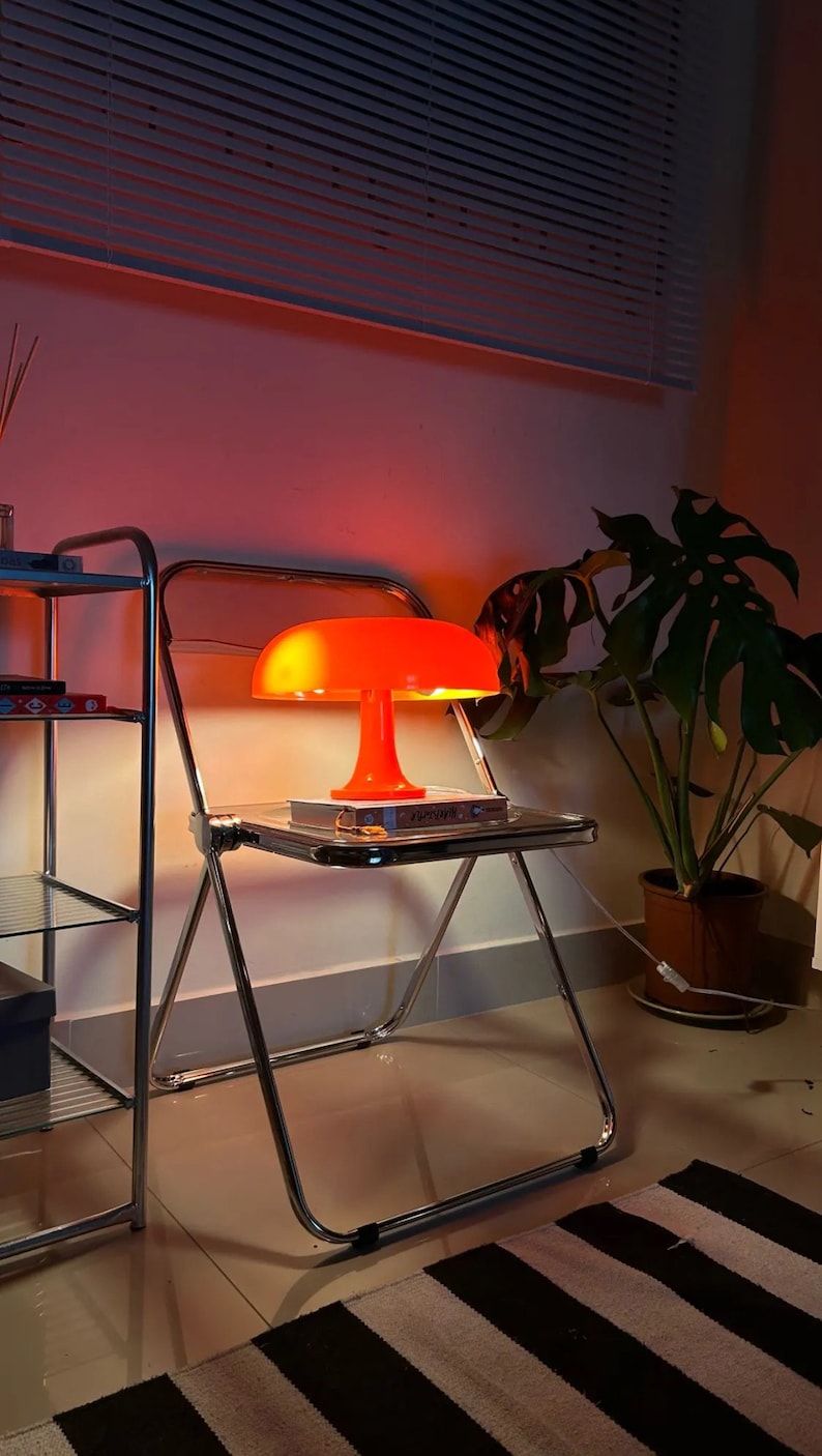 Handcrafted Orange Glow: Elegant Table Lamp With Vibrant Tones Perfect ...