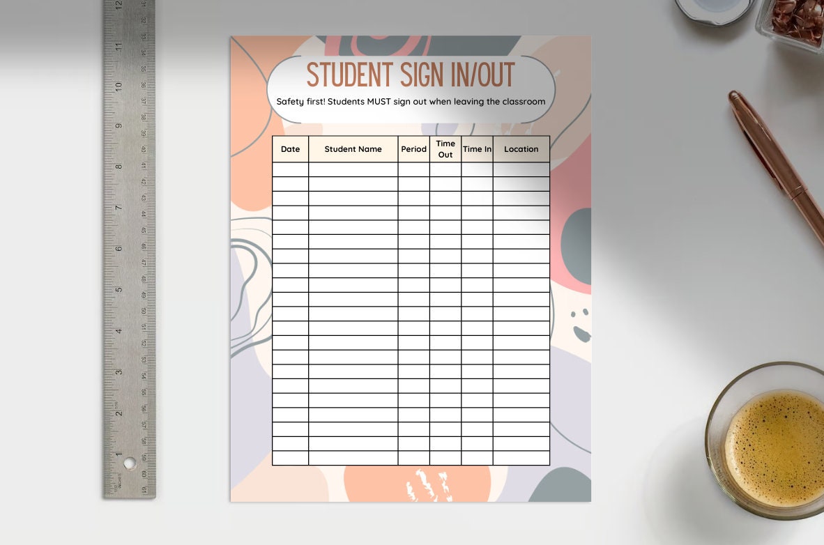 Student Sign Out Sheet - for Classrooms, Teachers, Administration, and ...