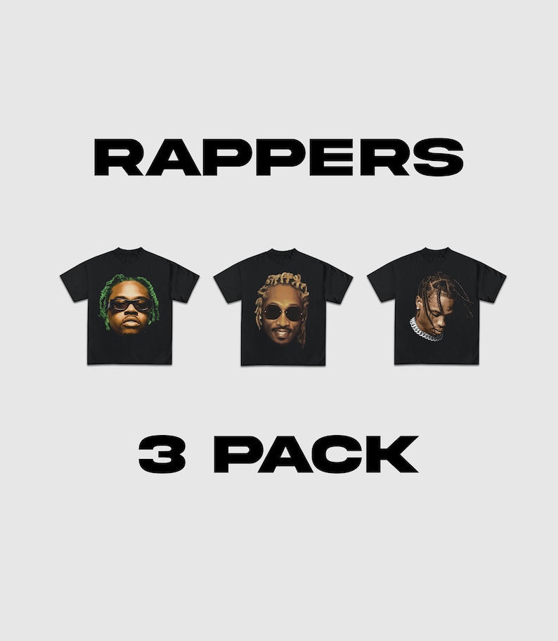 RAPPERS 3 Pack PNG | Rap Tee Concert Merch | Rare Hip Hop Graphic Print ...