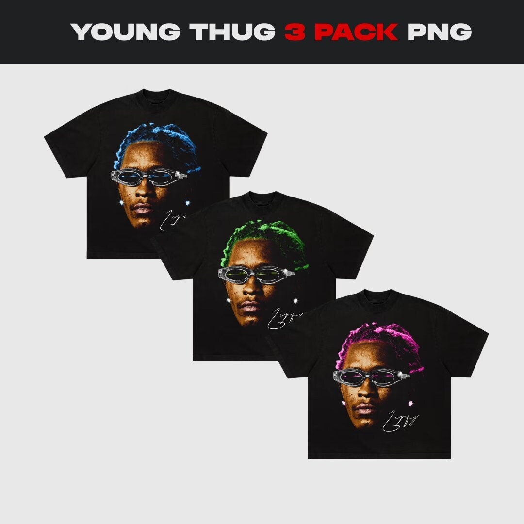 Young Thug 3 Pack PNG | Rap Tee Concert Merch | Rare Hip Hop Graphic ...