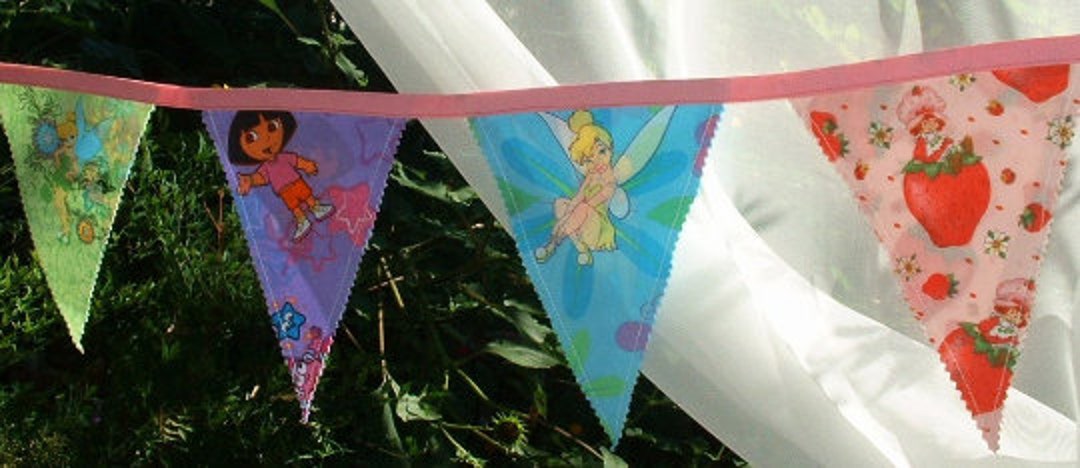 DISNEY Banner Bunting-2-sided Fabric Bunting Cinderella Tinkerbell ...