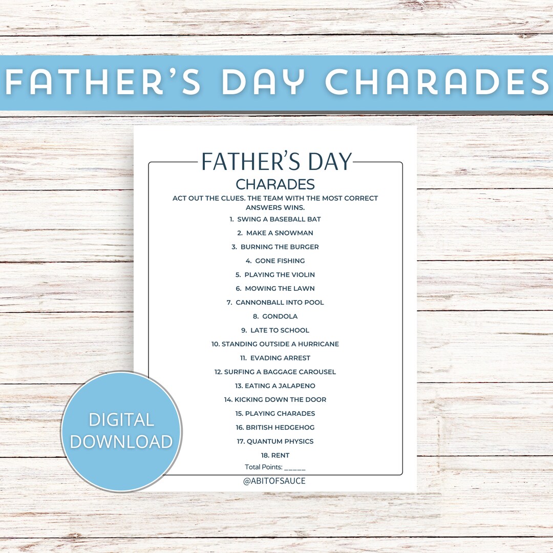 Father's Day Charades Games, Charades for Adults, Father's Day Games ...