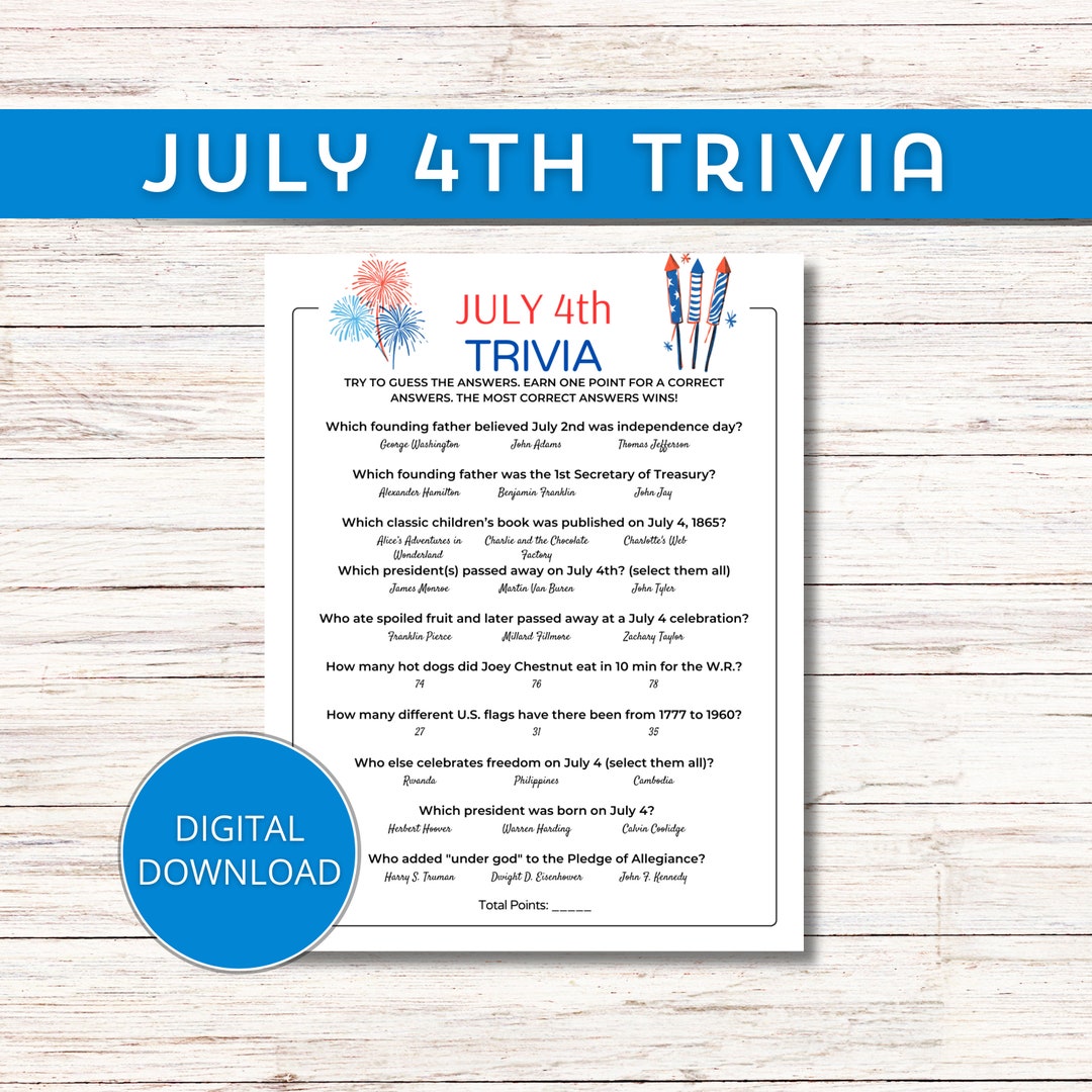 4th of July Trivia, Fun July 4th Games, Patriotic Games, Independence ...