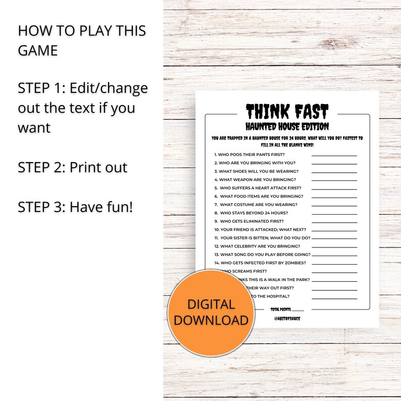 Think Fast Game, Think Fast, Scary Games, Halloween Family Fun, Fall ...