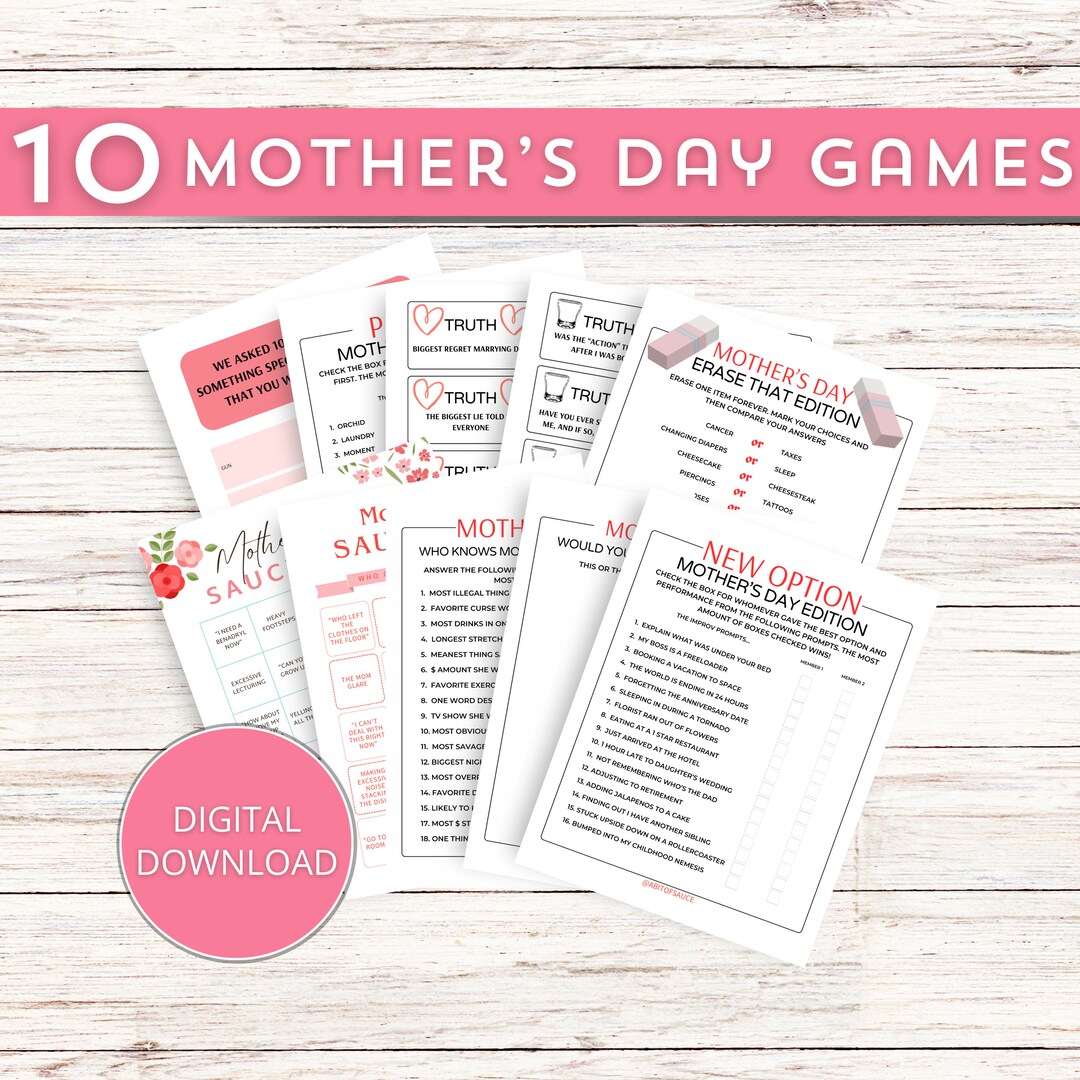 Mother's Day Games Printable Bundle, Mother's Day Party Games, Mother's ...
