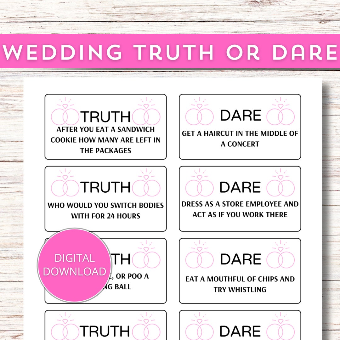 Truth or Dare Game, Truth or Dare Cards, Wedding Activities, Icebreaker ...