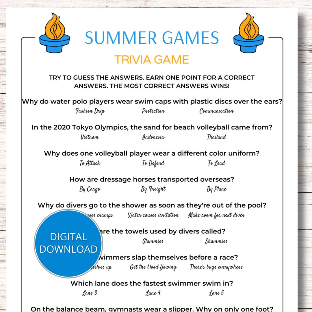 Summer Trivia Game, Summer Trivia, Fun Summer Games, Trivia Cards ...