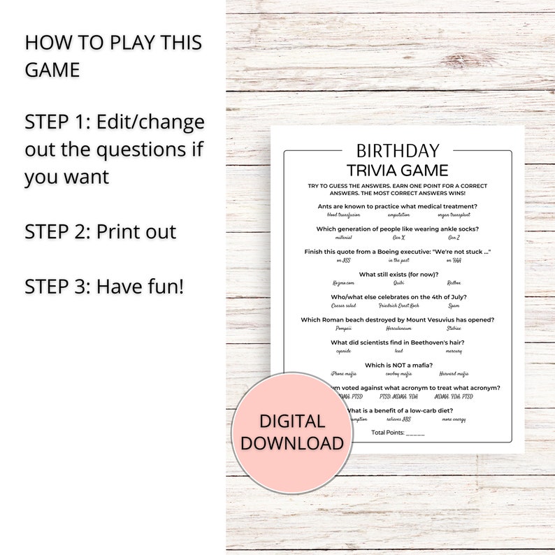 Birthday Trivia Game, Birthday Trivia, Gaming Trivia, Fun Trivia Quiz ...