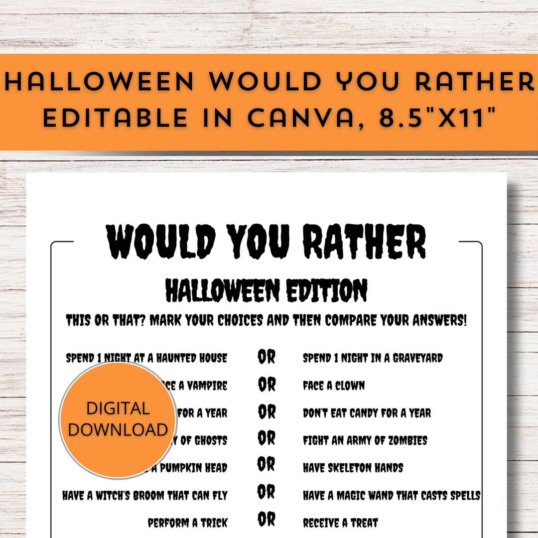 Would You Rather, Would You Game, Would She Rather, Fun Halloween Game ...