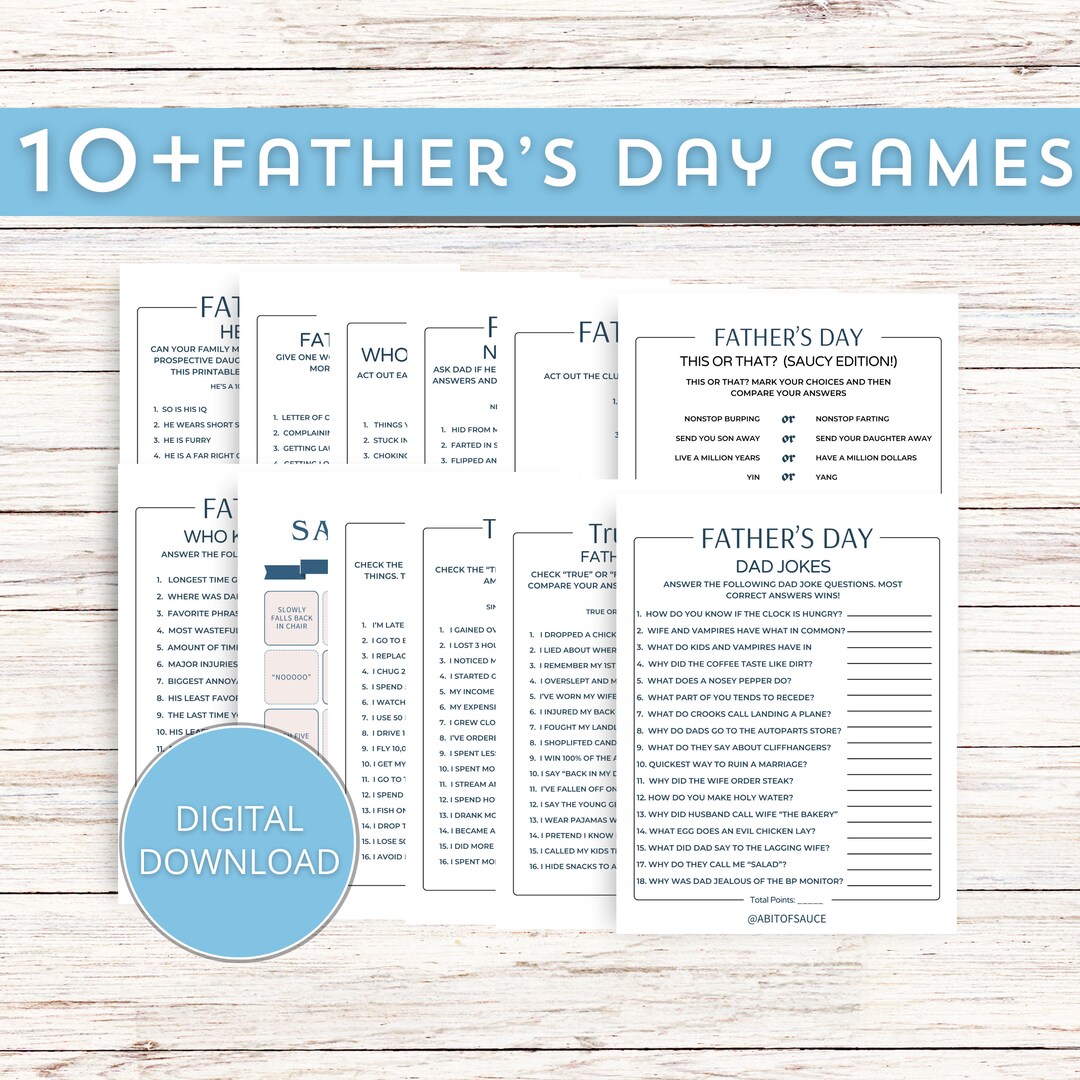 Father's Day Games Bundle, Father's Day Games Printable, Dad Party ...