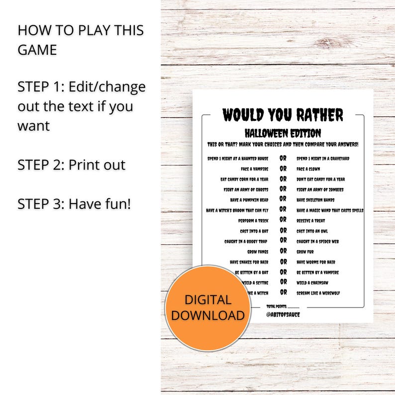 Would You Rather, Would You Game, Would She Rather, Fun Halloween Game ...