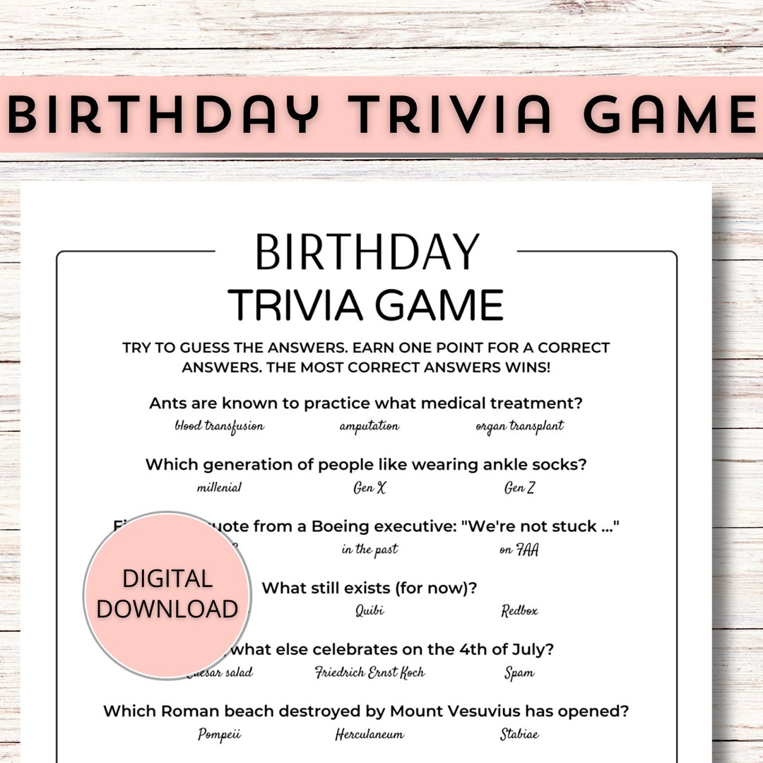 Birthday Trivia Game, Birthday Trivia, Gaming Trivia, Fun Trivia Quiz ...