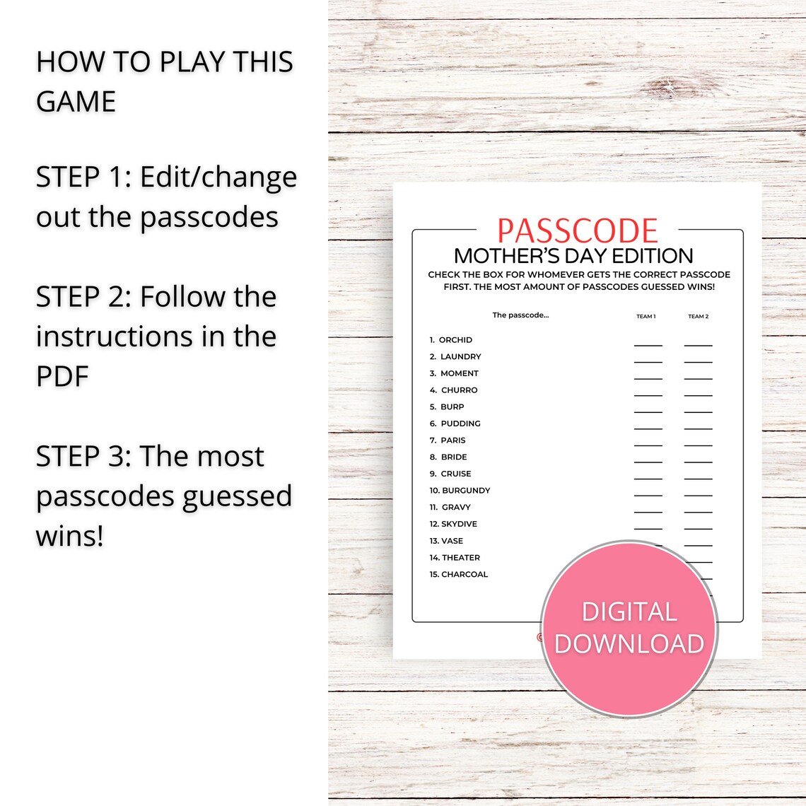 Guessing Game, Mother's Day Games Printable, Mother's Day Party Games ...