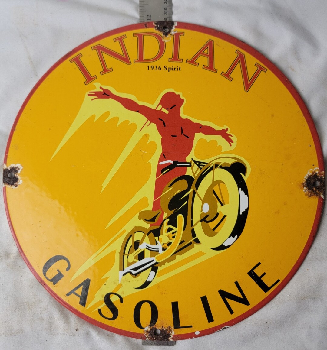 Vintage Indian GASOLINE Porcelain Sign Pump Plate Gas Station Oil ...