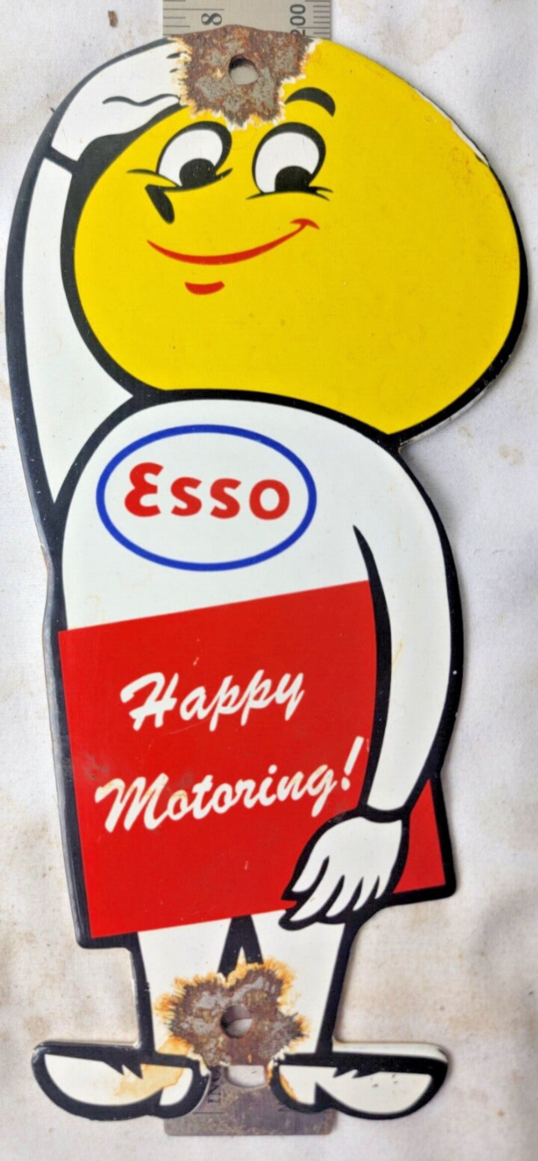 Vintage 8 ESSO Happy Motoring PORCELAIN Sign Pump Plate GAS Station Oil ...