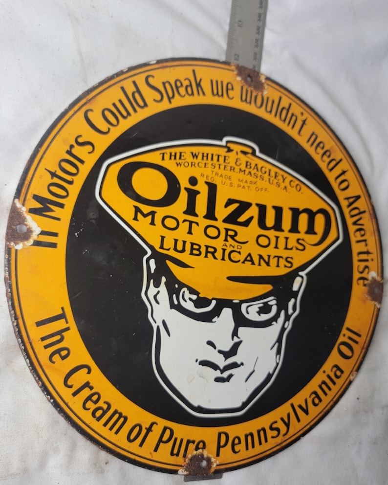 Vintage Oilzum Motor Oils Porcelain Sign Pump Plate Gas Station Oil ...