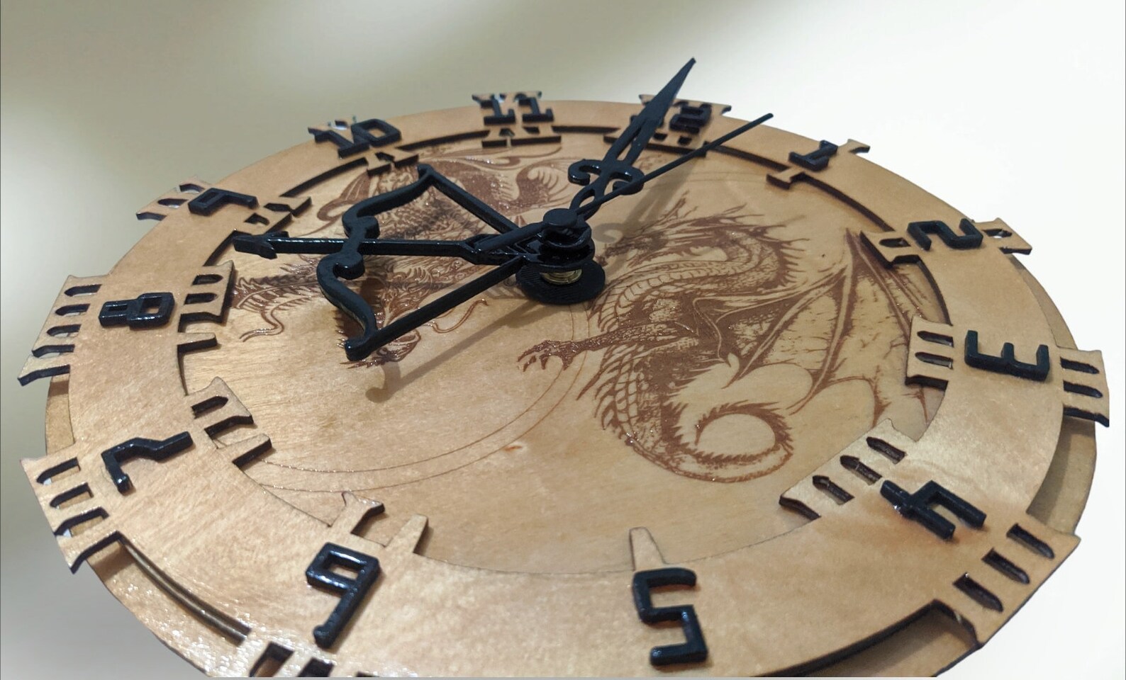 Handmade Wood Wall Clock With Yin Yan's Dragon Engraving,wooden Clock ...
