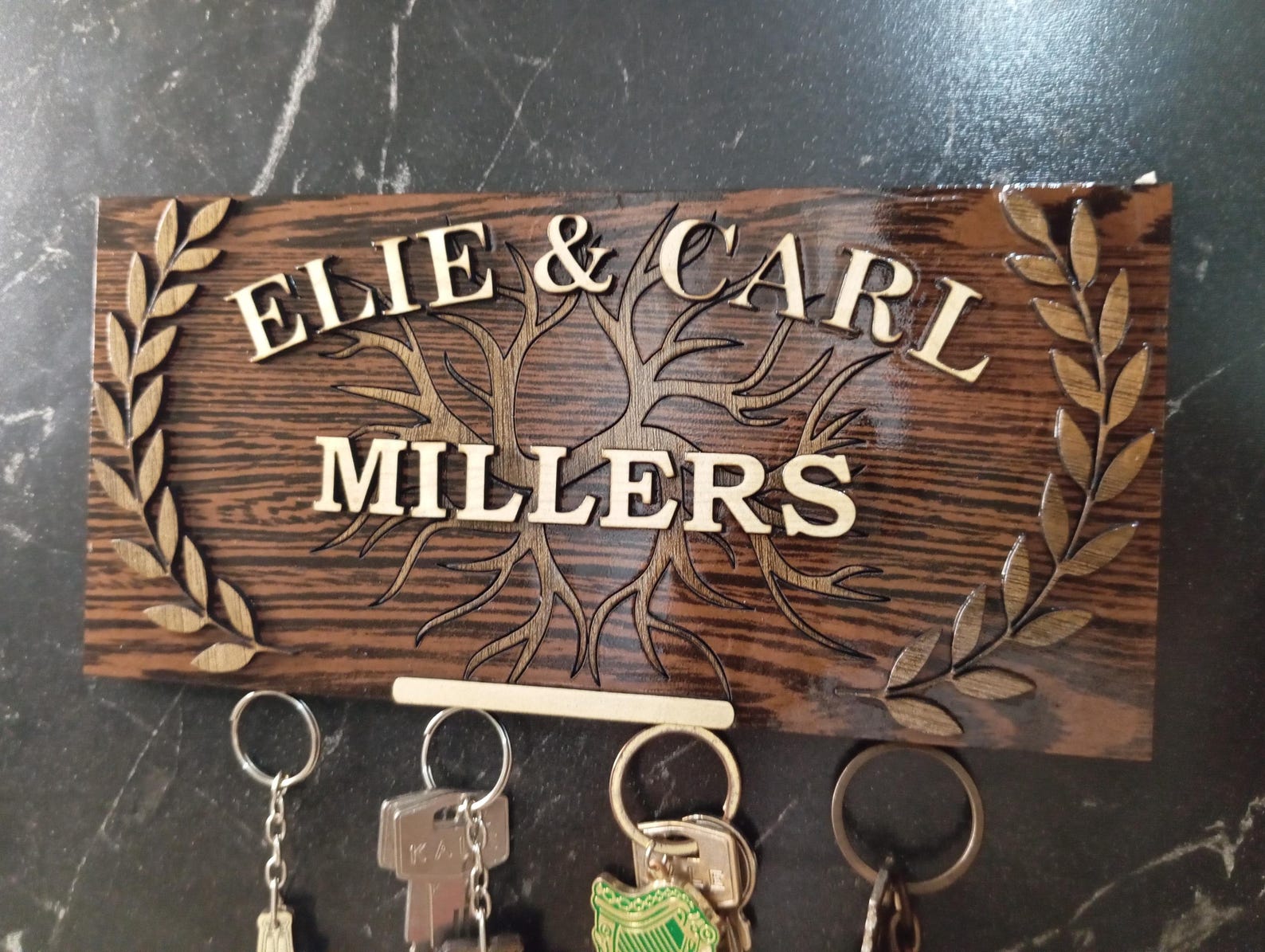 Personalized Layered MDF Wall Hanging Keychain Holder With Magnetic Key ...