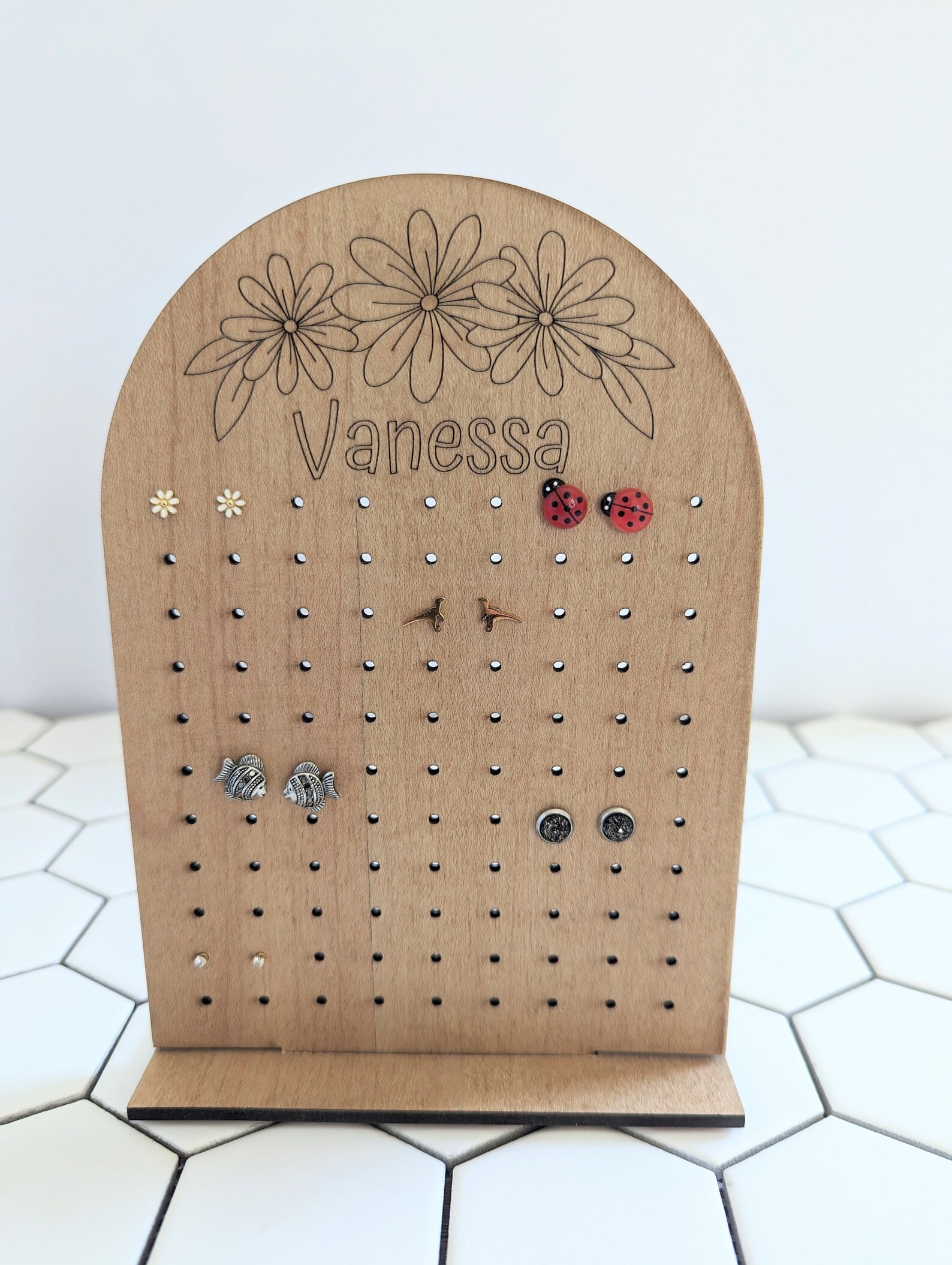 Personalized Daisy Earring Stand - Personalized Jewelry Holder ...