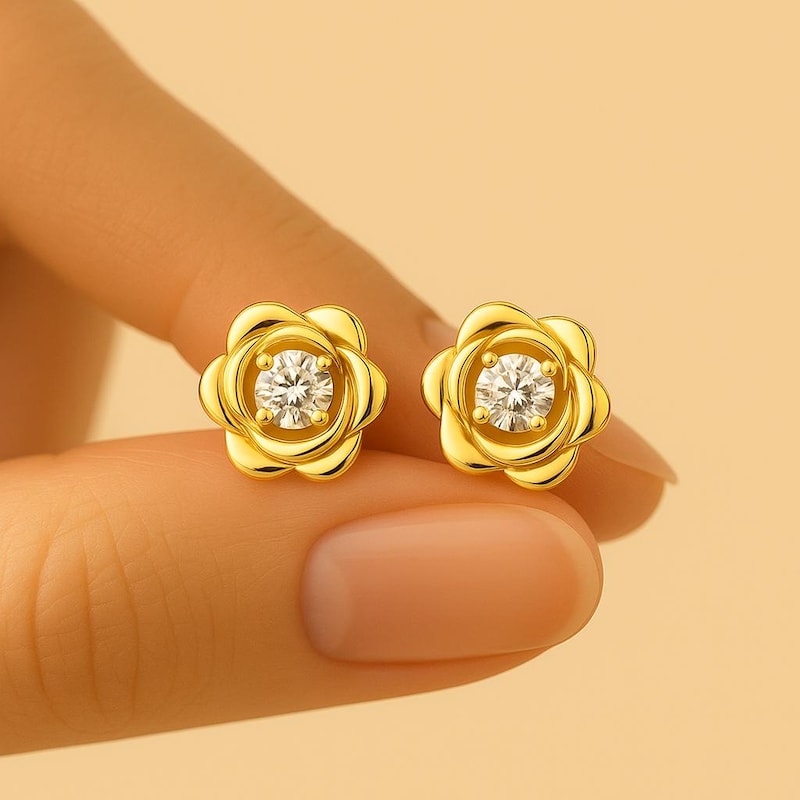 18ct Diamond Stud Earring - Etsy