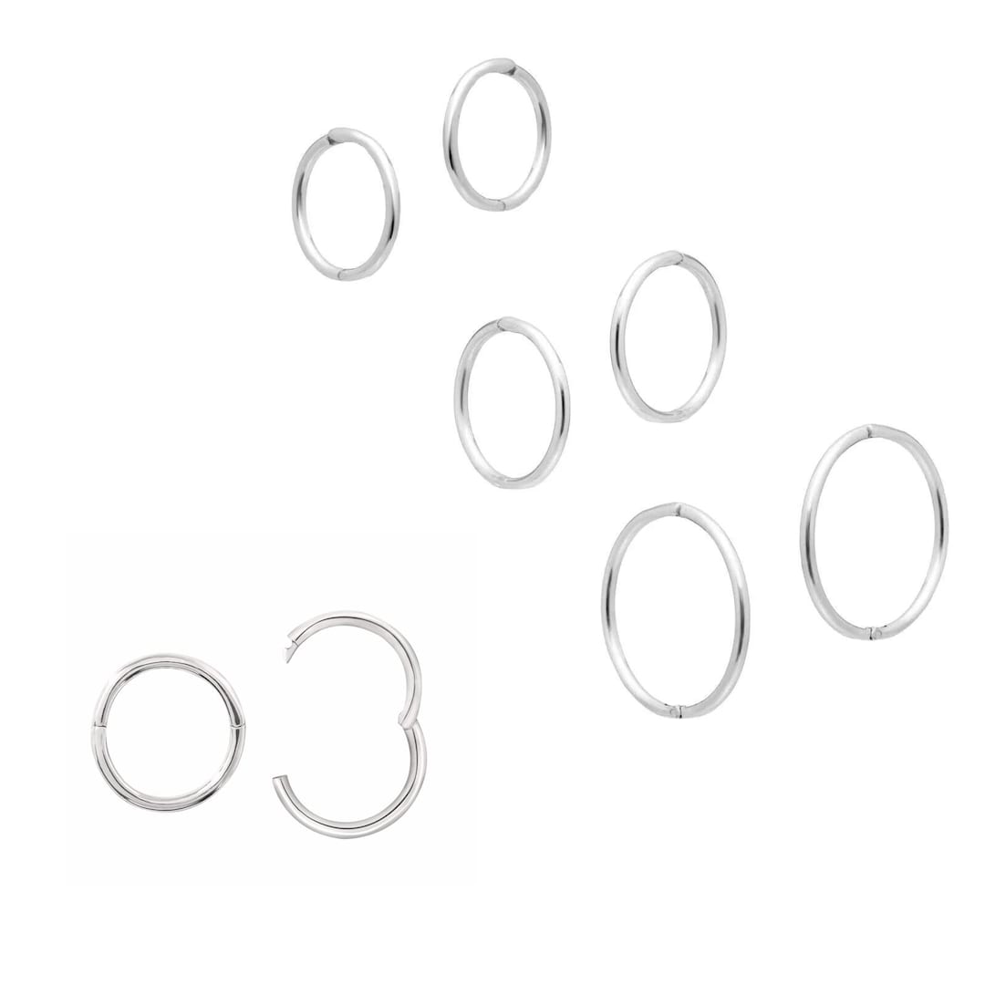Sterling Silver 925 Solid Hinged Sleeper Hoop Earrings Choose 6mm,8mm ...