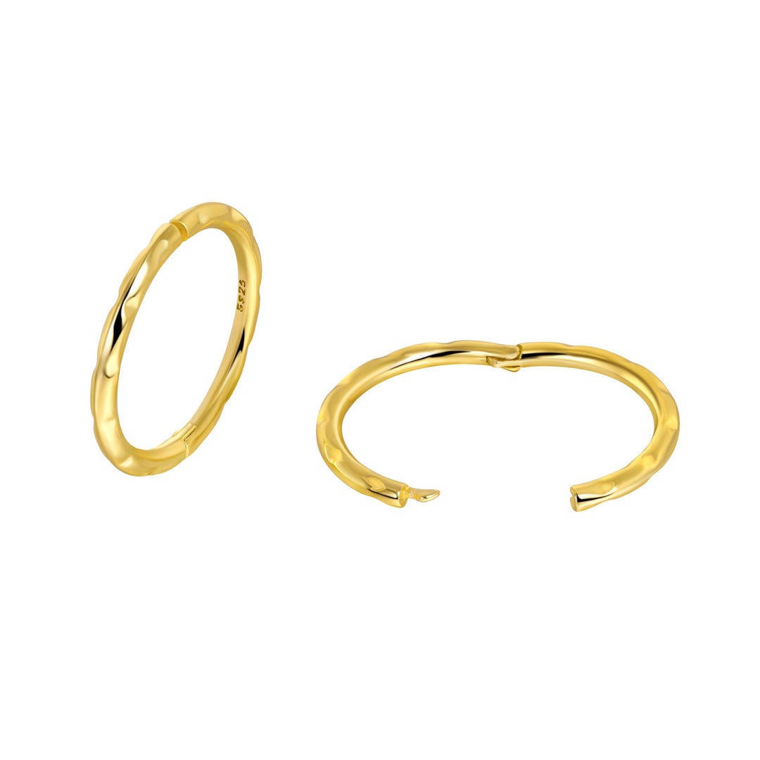 18ct Gold on Silver 925 Hinged Sleeper Hoop Earrings -6mm 8mm 10mm 12mm ...