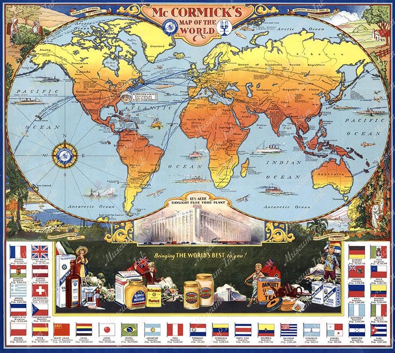 Mccormick's Map of the World 1931 Restored Reproduction - Etsy