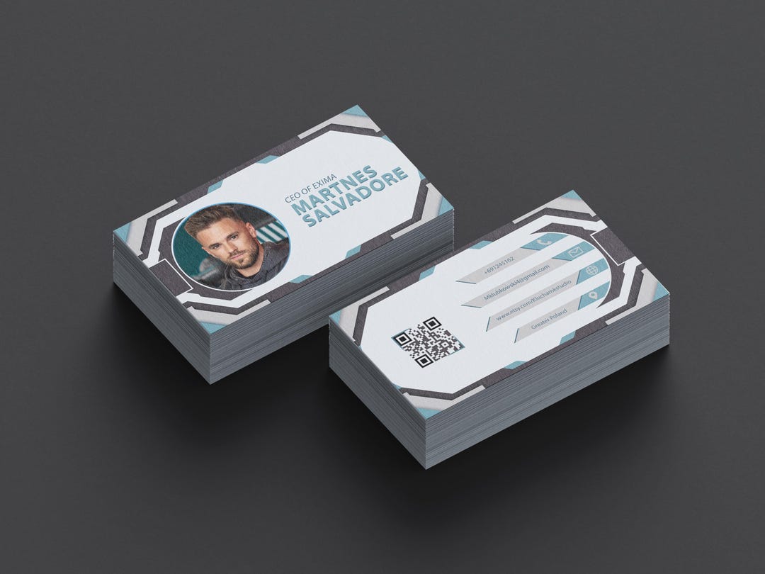 Custom Digital Contact Card PSD | QR Code Ready | Modern Printable for ...