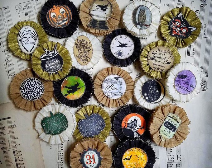 20 Bewitching Halloween Crepe Paper Medallions - Etsy