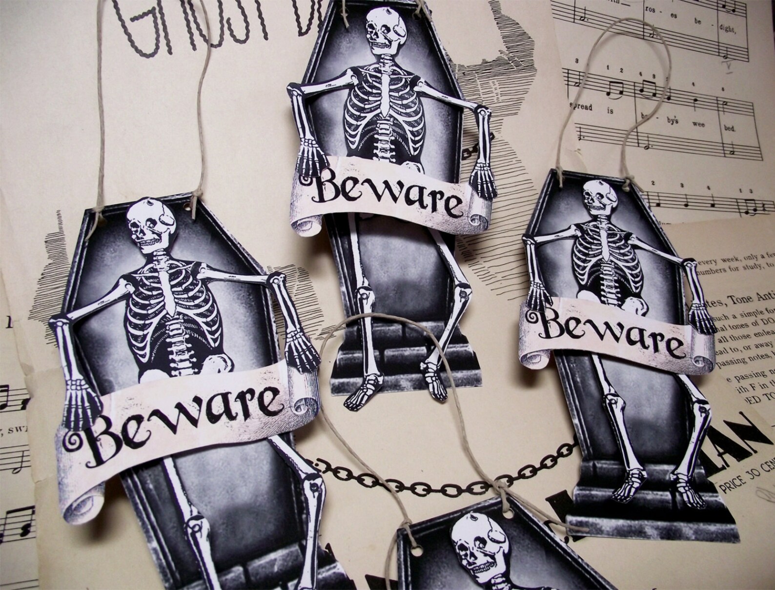 Halloween Download Skeleton Tags - Etsy