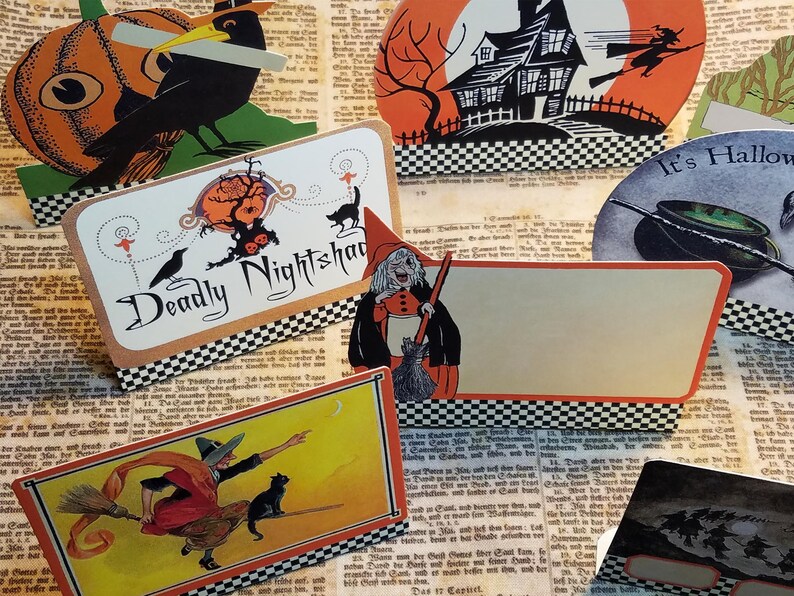 8 Halloween Place Card Settings Instant Download - Etsy
