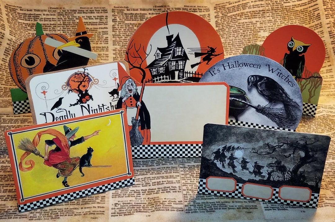 8 Halloween Place Card Settings Instant Download - Etsy