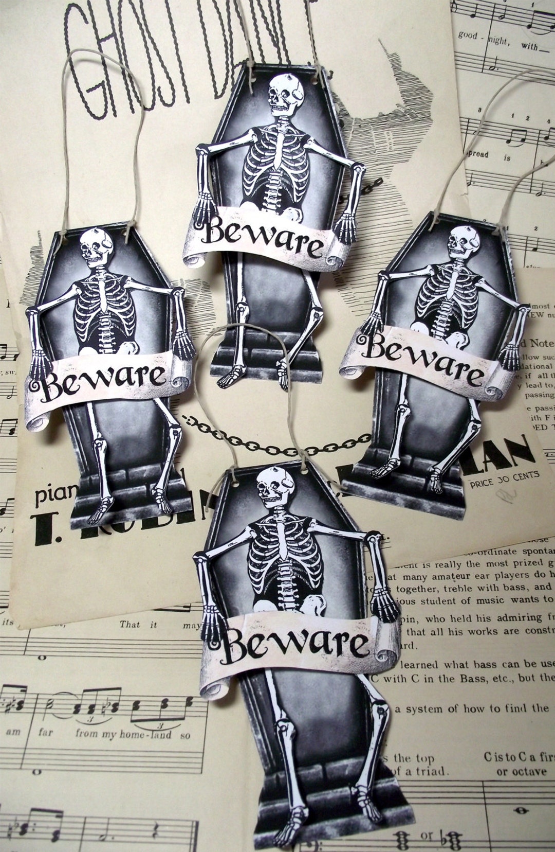 Halloween Download Skeleton Tags - Etsy
