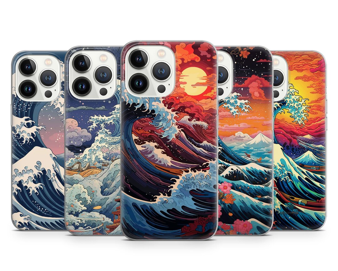 Japanese Waves Designs Phone Cases for Your iPhone 16 15 14 13 12 Pro ...