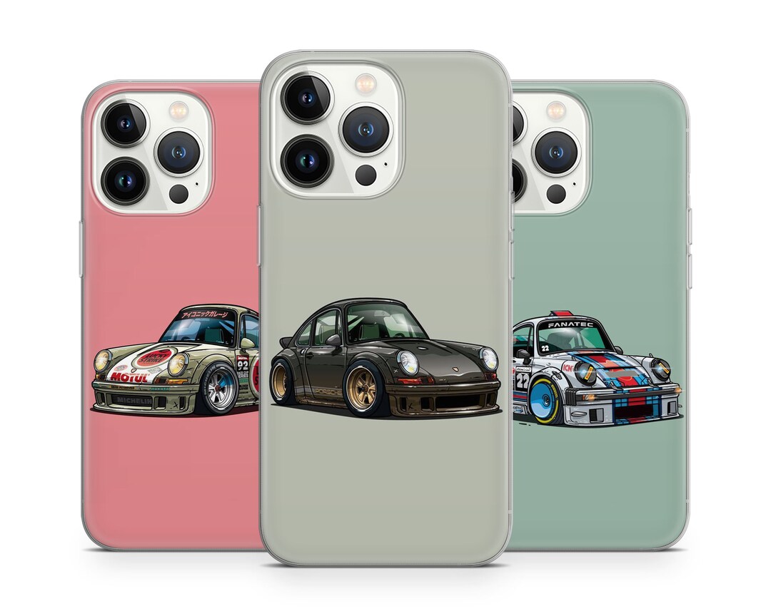 German 911 Style Sports Car Cartoon JDM Phone Cases for iPhone 15 14 13 ...