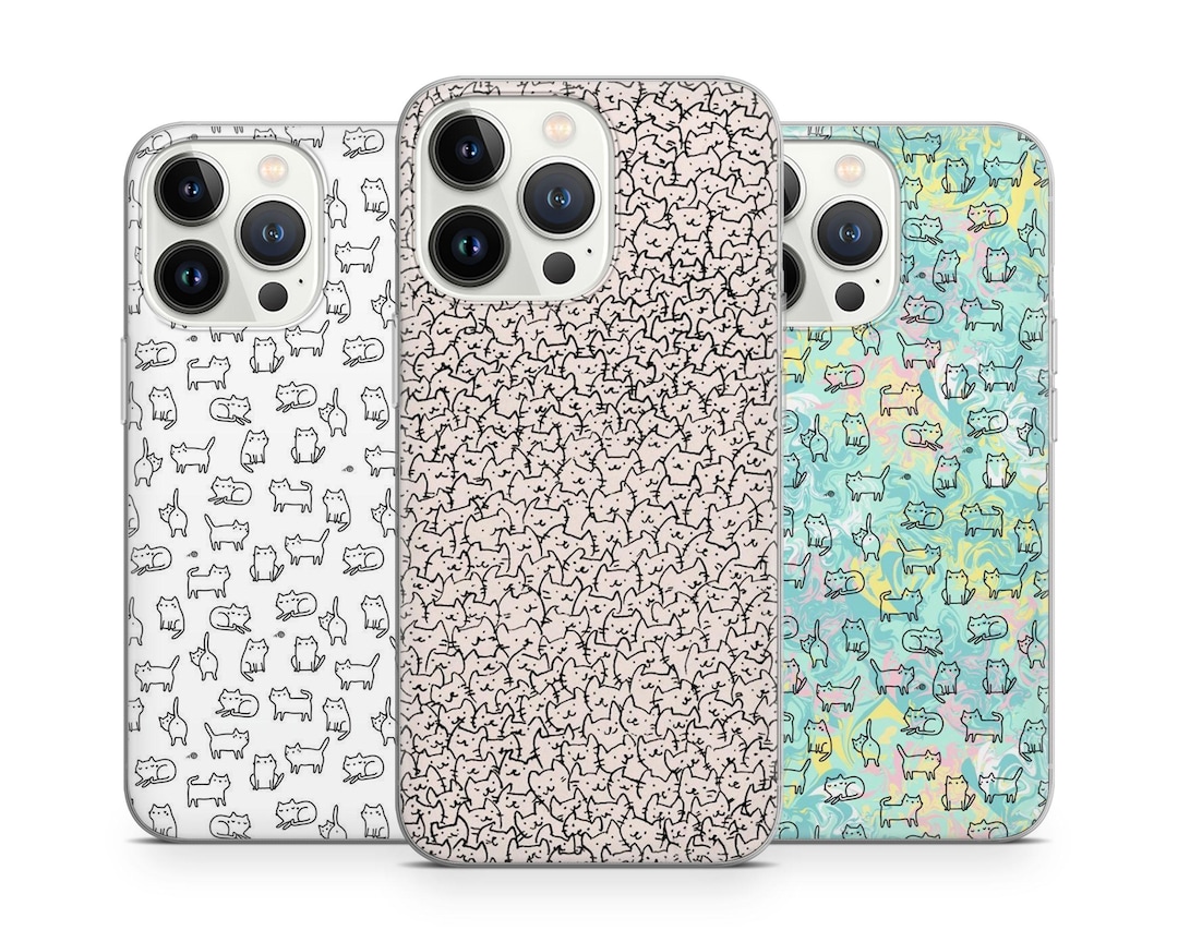 Feline Fancy: Cute Cat Print Phone Covers Fits iPhone 16 15 14 13 12 ...