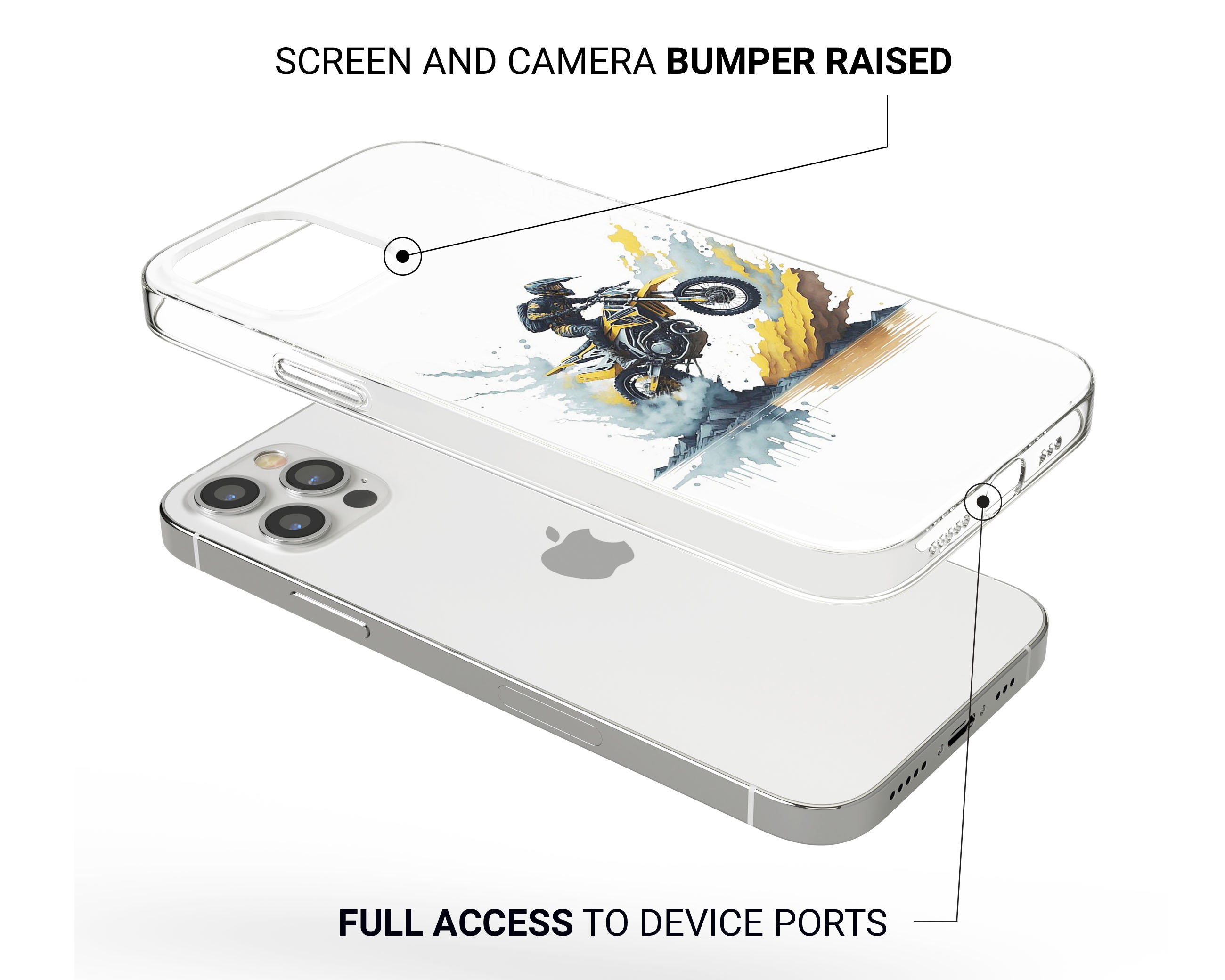 Motocross Rider Jumping Illustration Phone Cases for iPhone 15 14 13 12 ...