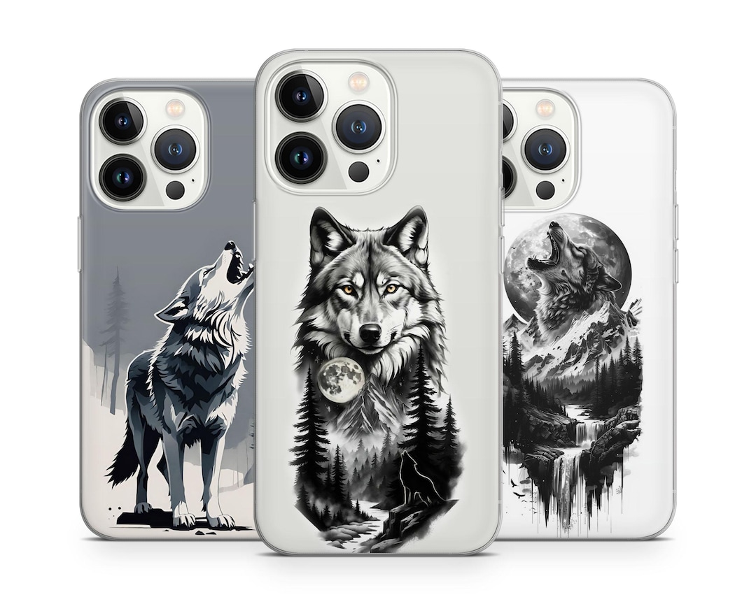 Aesthetic Painted Wolf Phone Case for iPhone 16 15 14 13 12 Pro Max ...