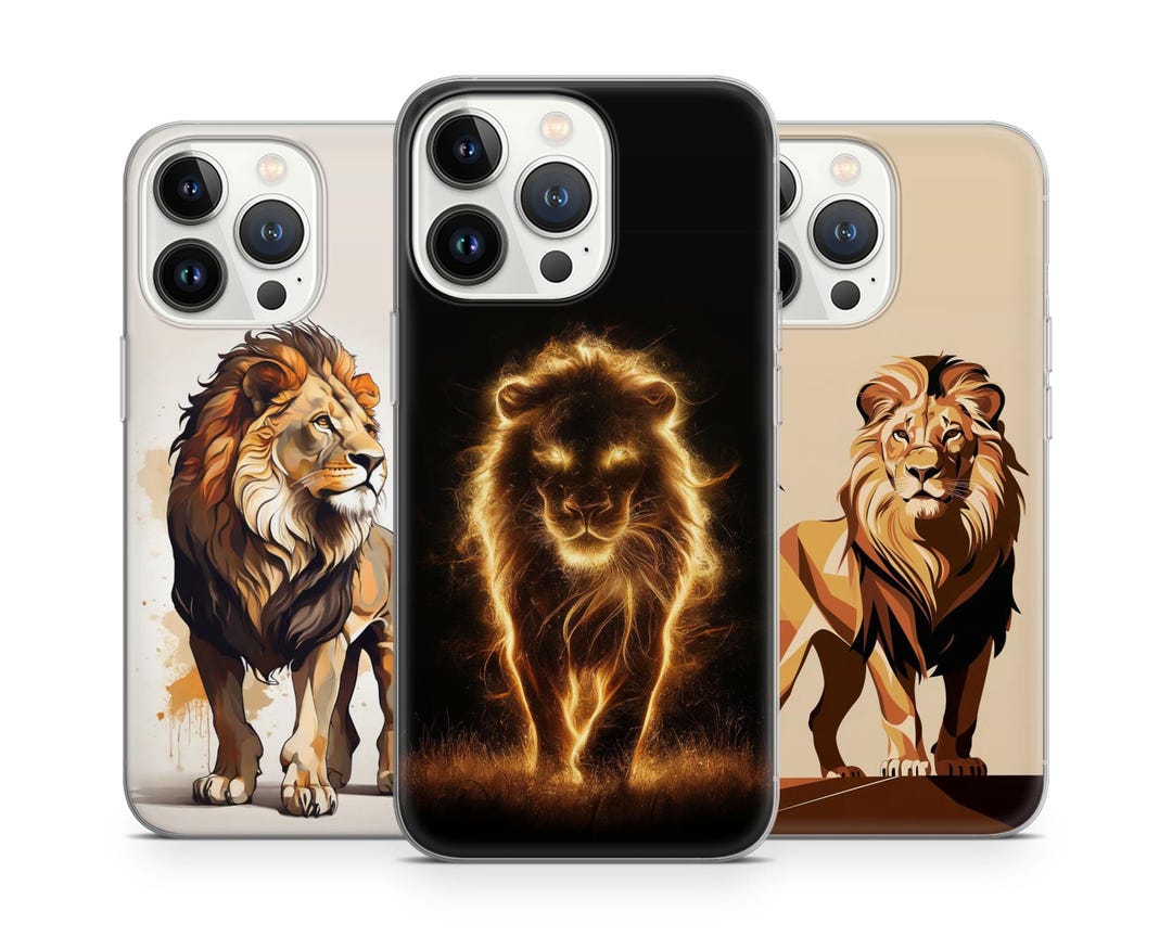 King of the Jungle: Artistic Lion Design Cases for iPhone 16 15 14 13 ...