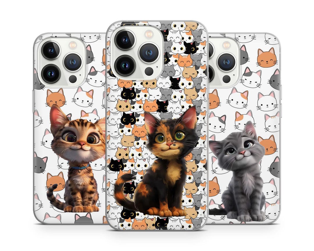 Meow-tastic Vibes: Cute Cat Design Cases Fits iPhone 16 15 14 13 12 Pro ...