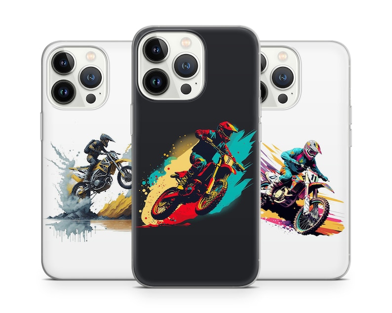 Motocross Rider Jumping Illustration Phone Cases for iPhone 15 14 13 12 ...